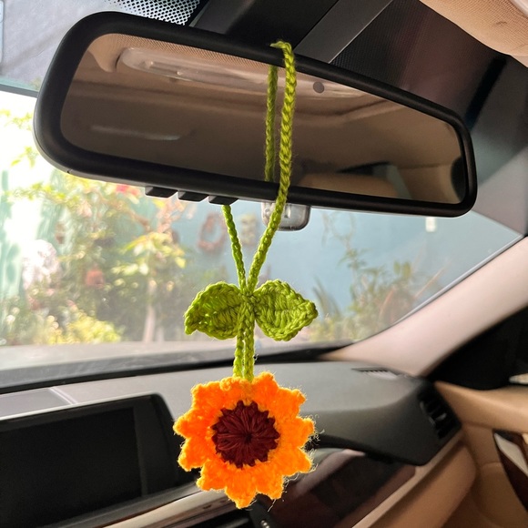 Handmade | Accessories | Crochet Sunflower Car Hanging | Poshmark